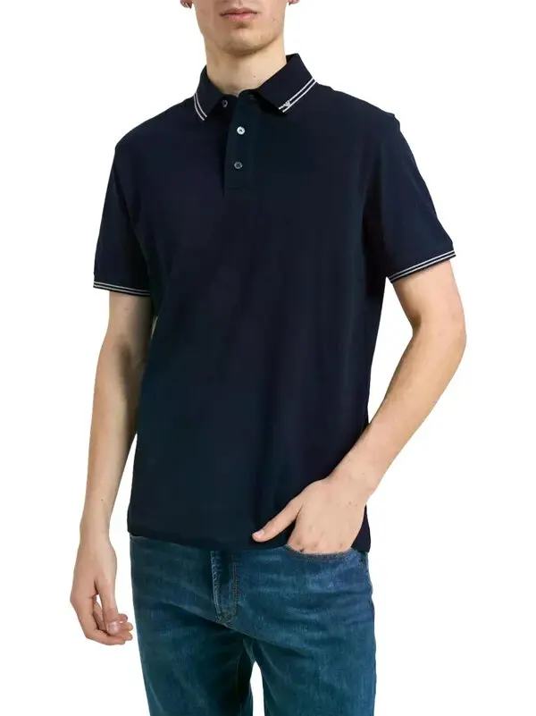 Emporio Armani Striped-collar Polo Shirt - Blue