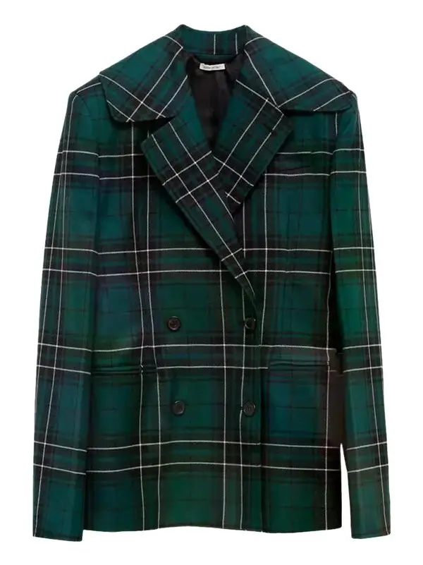 JW Anderson Double-breasted Plaid Blazer - Green