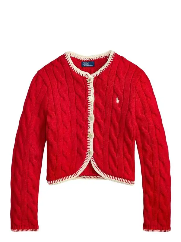 Polo Ralph Lauren Cable-knit Cropped Cardigan - Red