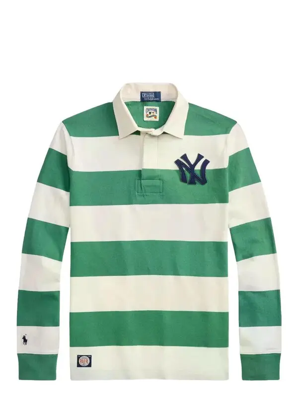 Polo Ralph Lauren X Yankees Striped Long-sleeves Polo Shirt - Green