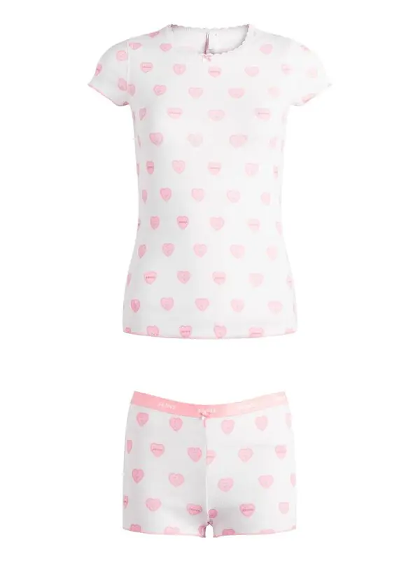 SKIMS Pointelle Baby T-shirt And Short Set - Snow Lace Hearts