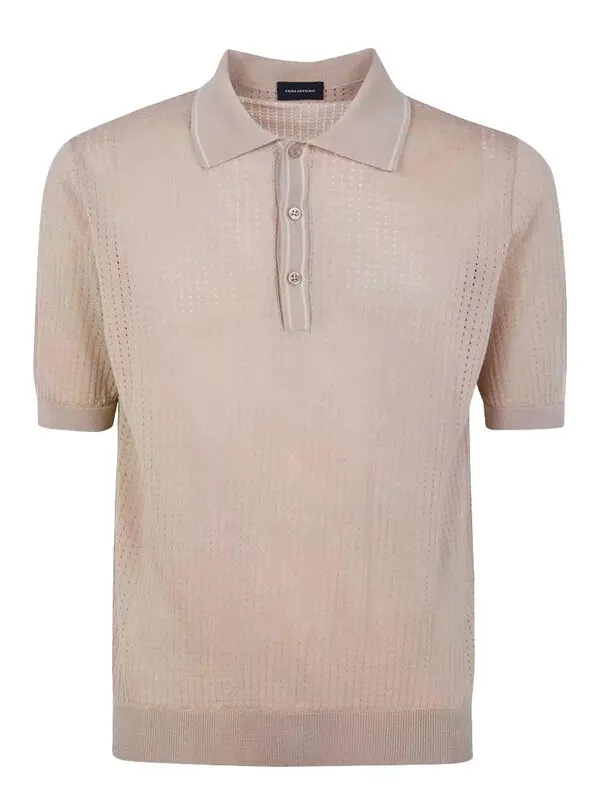 Tagliatore Buttoned Knitted Polo Shirt - Neutrals
