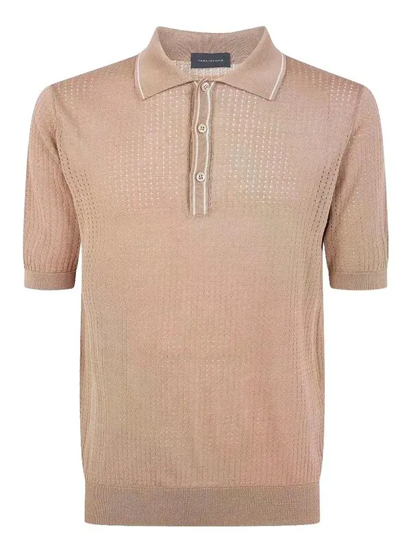 Tagliatore Perforated Polo Shirt - Neutrals