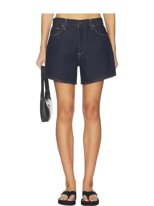 AGOLDE Leith Oversized Denim Shorts - Navy