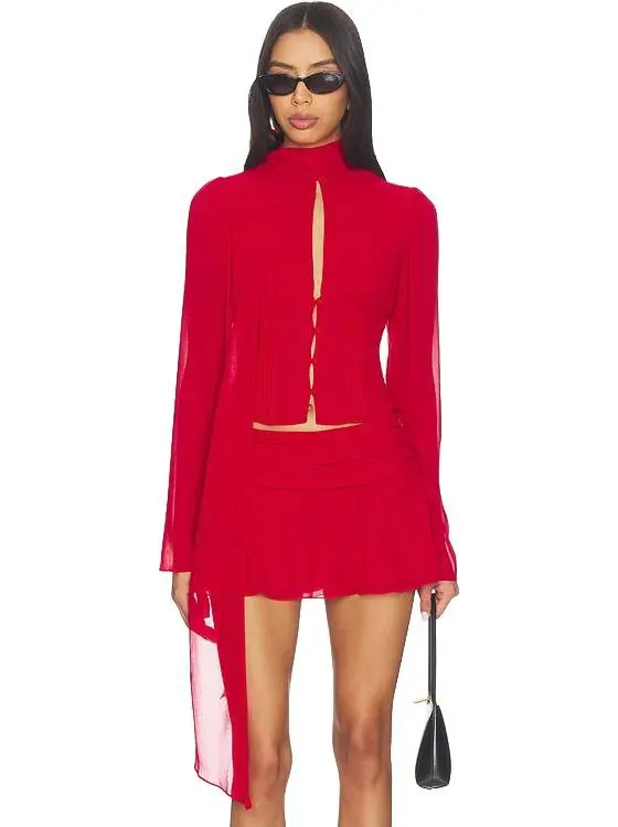 GUIZIO Ara Long Sleeve Top - Red