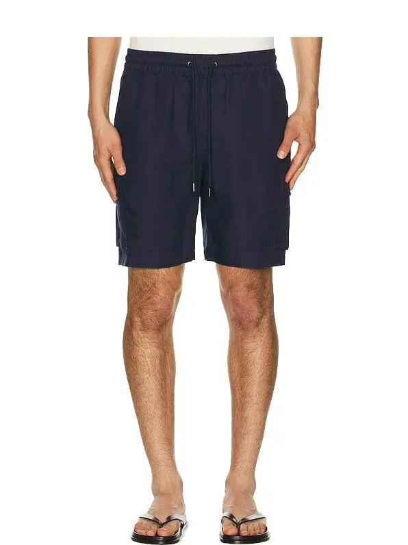 Onia Air Linen Pull-on Cargo Short - Navy
