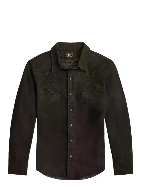 Ralph Lauren Embroidered Suede Shirt - Brown