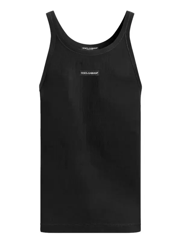 Dolce & Gabbana Cotton Tank Top With Print - Black