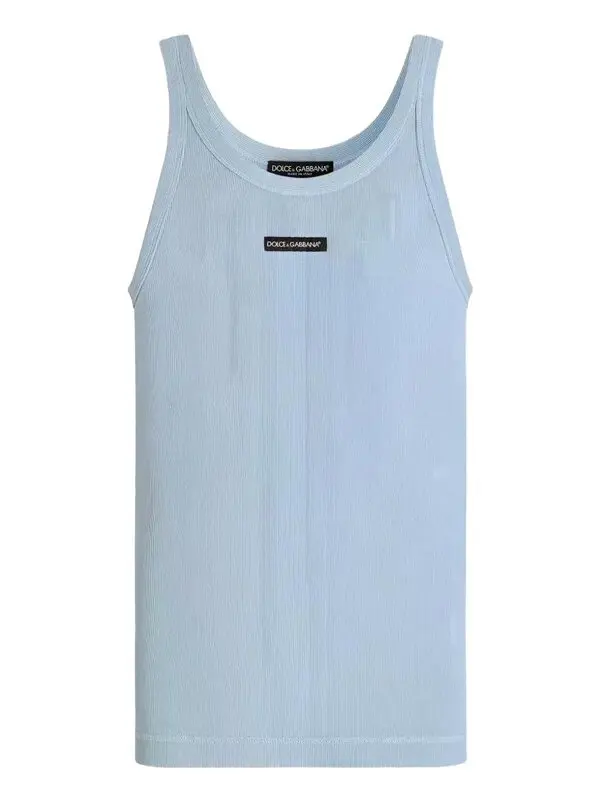Dolce & Gabbana Cotton Tank Top With Print - Blue