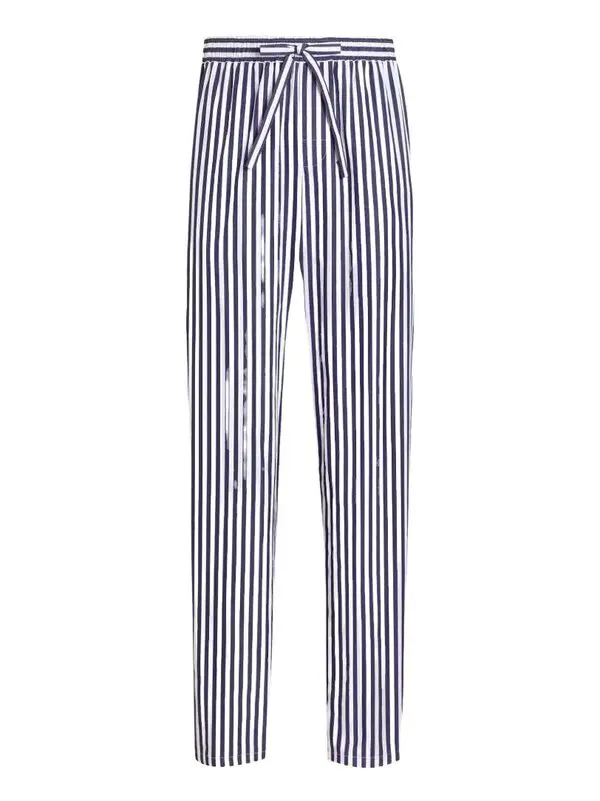 Dolce & Gabbana Striped Poplin Trousers With Piping - Blue