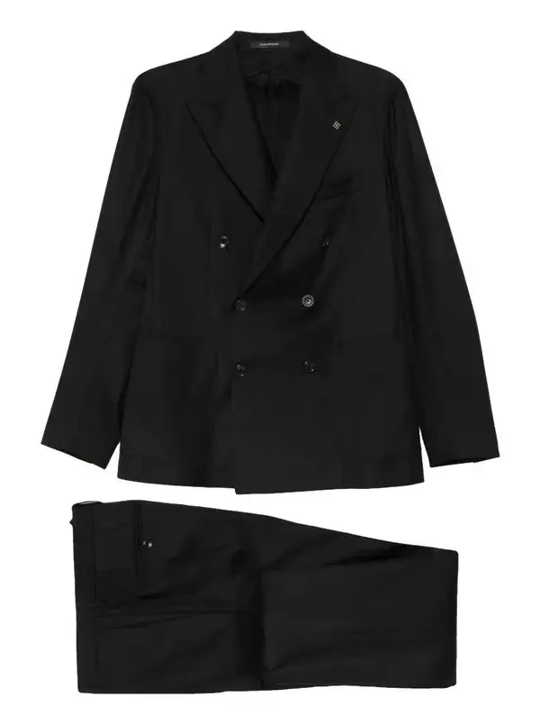 Tagliatore Peak-lapel Double-breasted Suit - Black