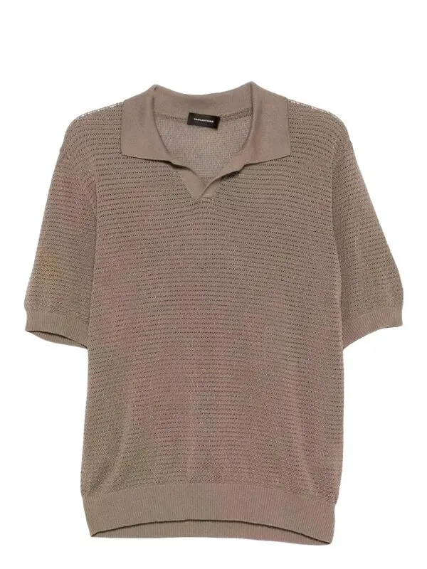 Tagliatore Open-knit Polo-collar T-shirt - Brown