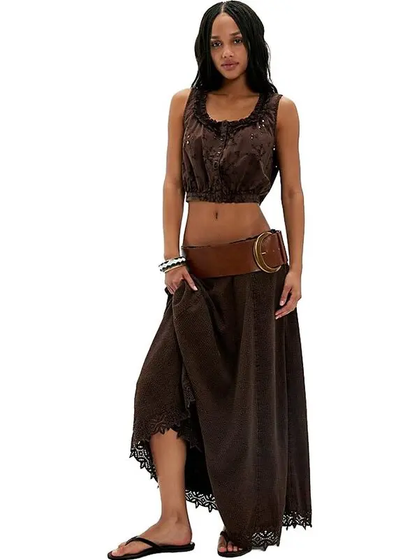 Free People Cotton Maxi Skirt Set - Mochaccino