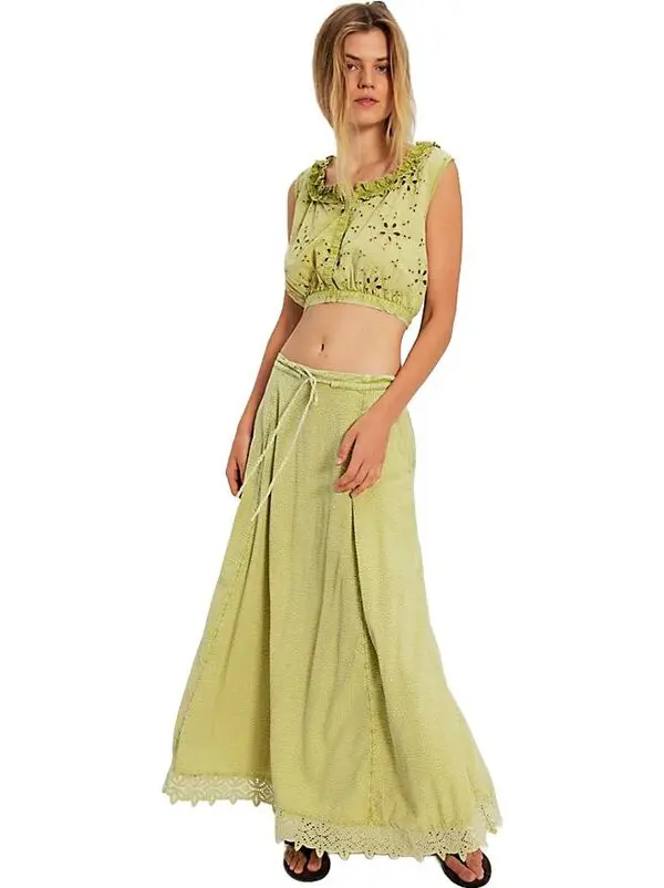 Free People Cotton Maxi Skirt Set - Overdye Palm Oasis