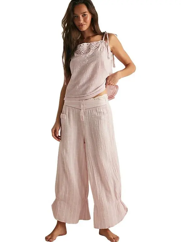 Free People Textured Cami And Wide-leg Pants Set - Light Lilac Combo