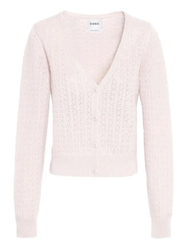 BARRIE Lace Knitted Cashmere Cardigan - Rose