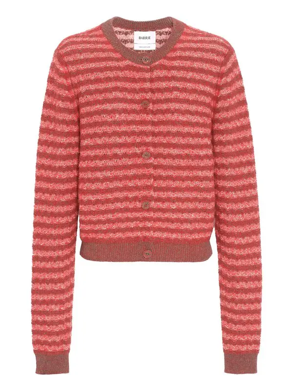 BARRIE Cardigan With Metallic Stripes - Rosso