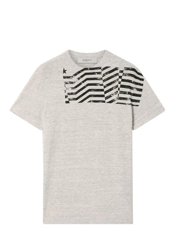 GOLDEN GOOSE Flag Print T-shirt - Grey