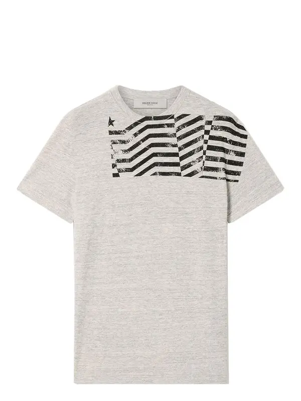 GOLDEN GOOSE T-shirt Flag Print - Grey