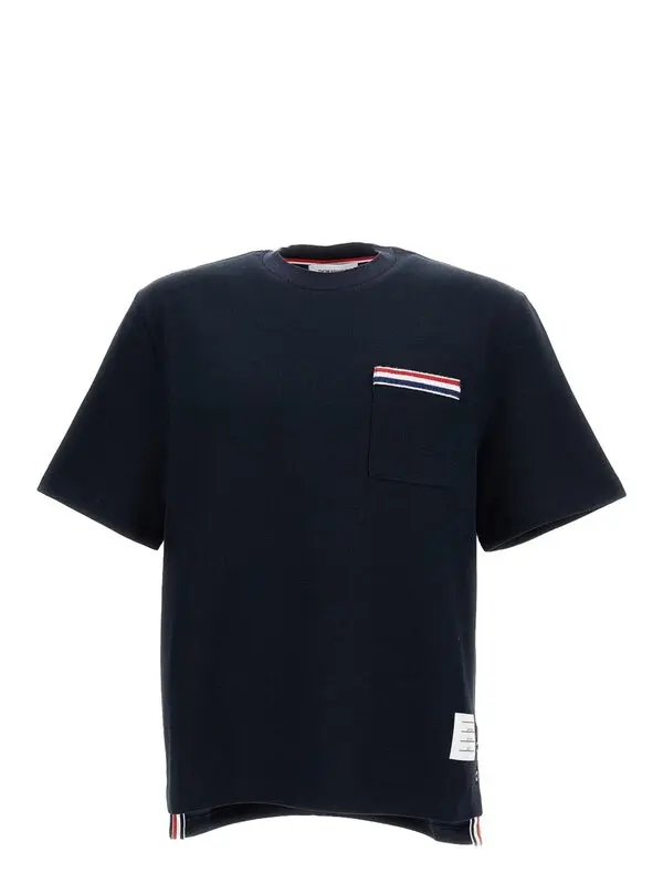 Thom Browne Short-sleeved Shirt With Small Pocket - Blue
