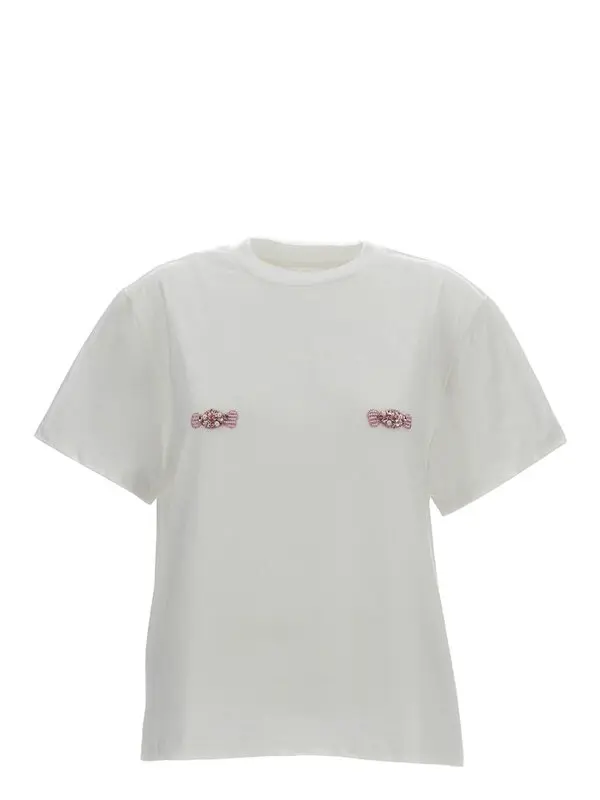 DES_PHEMMES T-shirt With Crystal And Bead Embellishments - White