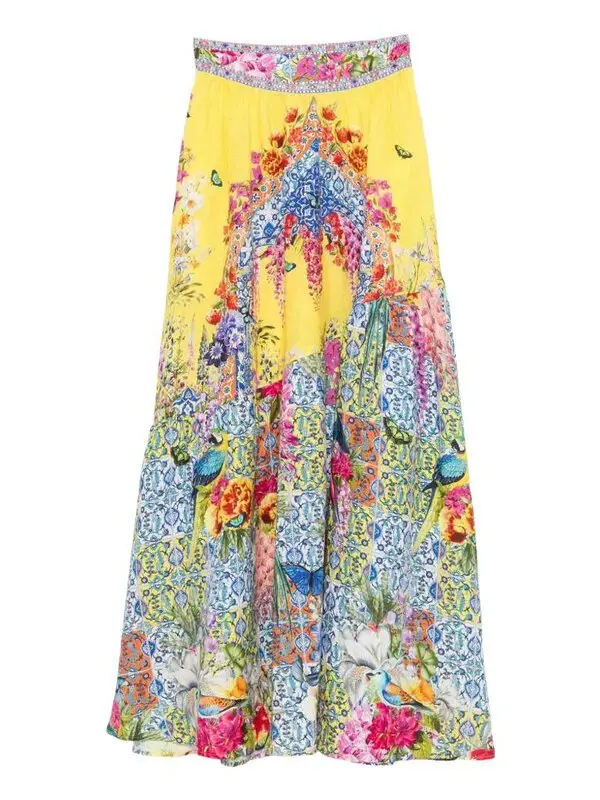 Camilla Floral Print Skirt - Yellow