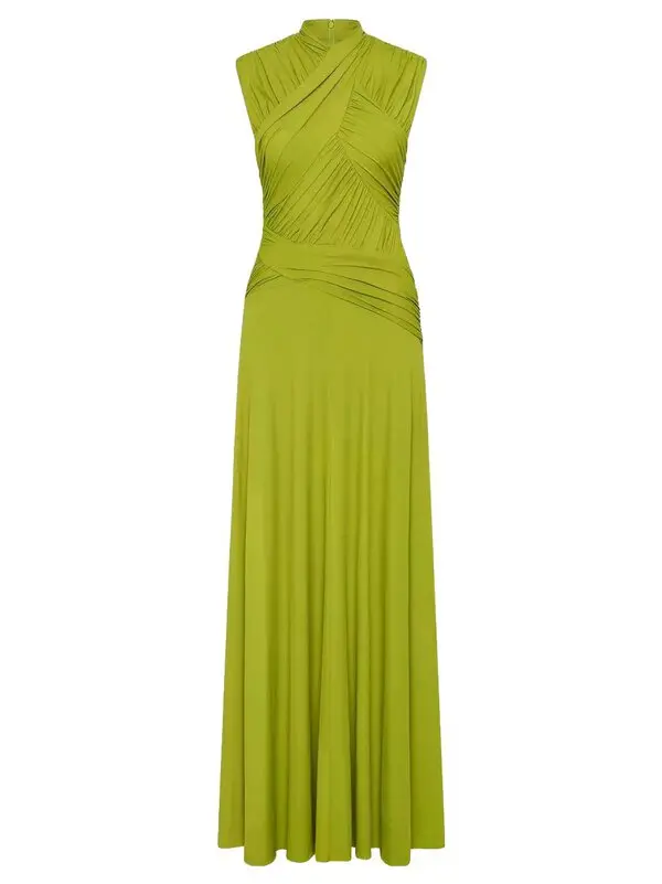 Rachel Gilbert Juniper Ruched Gown - Green