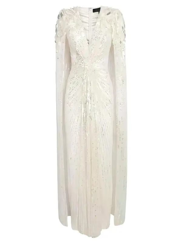 Jenny Packham Goldfinger V-neck Gown - Neutrals