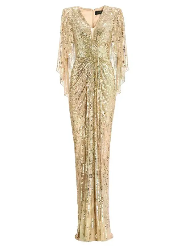 Jenny Packham Carrie V-neck Gown - Gold