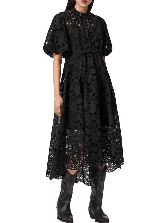 ALLSAINTS Odette Eyelet Embroidered Dress - Black