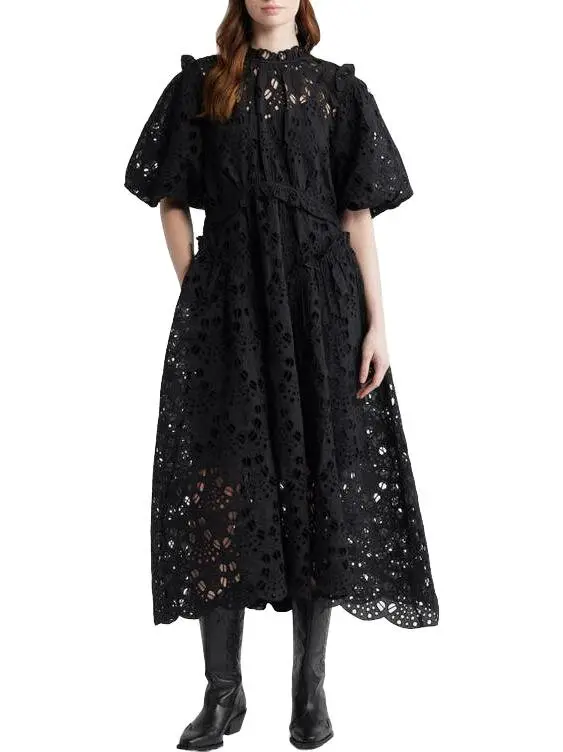 ALLSAINTS Odette Eyelet Embroidered Dress - Black