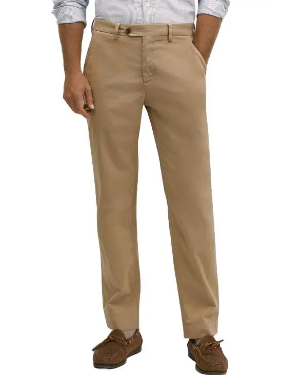 Brooks Brothers The Friday Regular Flat Front Straight Leg Cotton Chinos - Incense