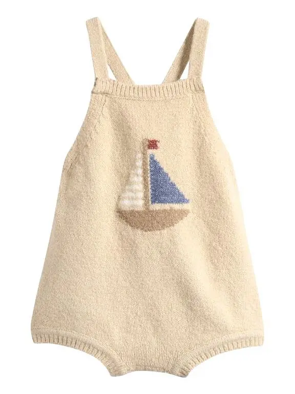 RYLEE + CRU Fisher Sailboat Knit Romper - Pebble