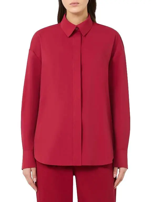 MM BY MAX MARA Baita Knit Button-up Shirt - Dark Red
