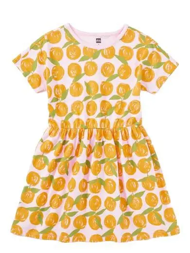 TEA COLLECTION Short Sleeve Twirl Dress - Valencia Orange