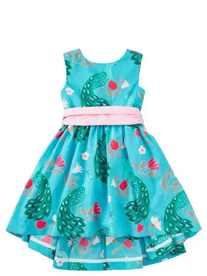 TEA COLLECTION Sleeveless Hi-lo Sash Dress - Peacock Floral