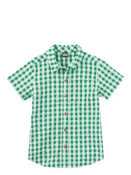 TEA COLLECTION Plaid Button Up Woven Shirt - Garden Party Check