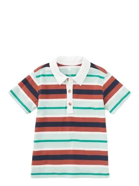 TEA COLLECTION Striped Polo Top - Mineral