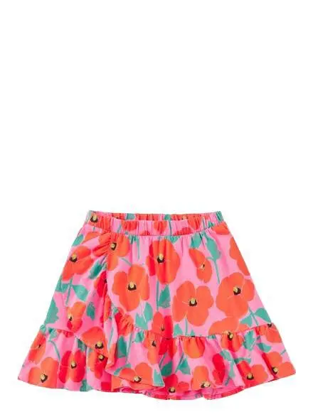 TEA COLLECTION Printed Ruffle Wrap Skirt - Poppy Poppies