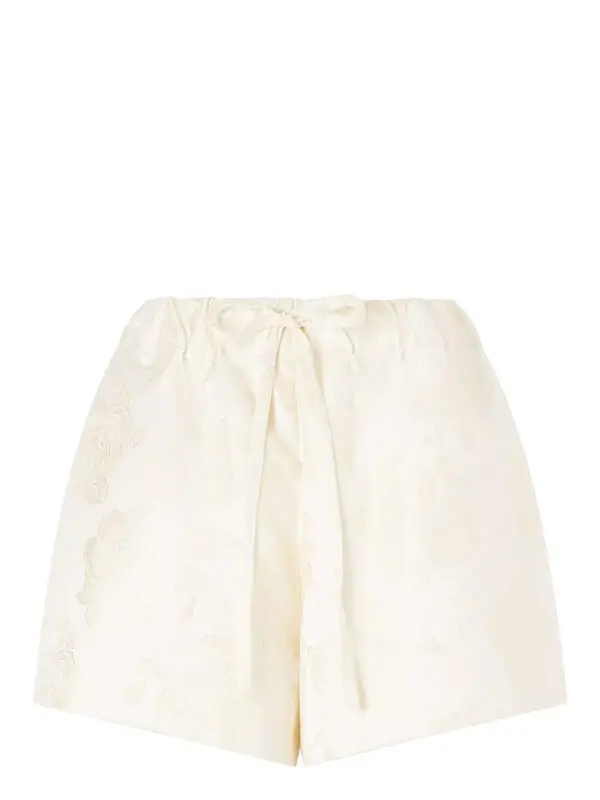 Simone Rocha Floral-jacquard Satin Shorts - Pink