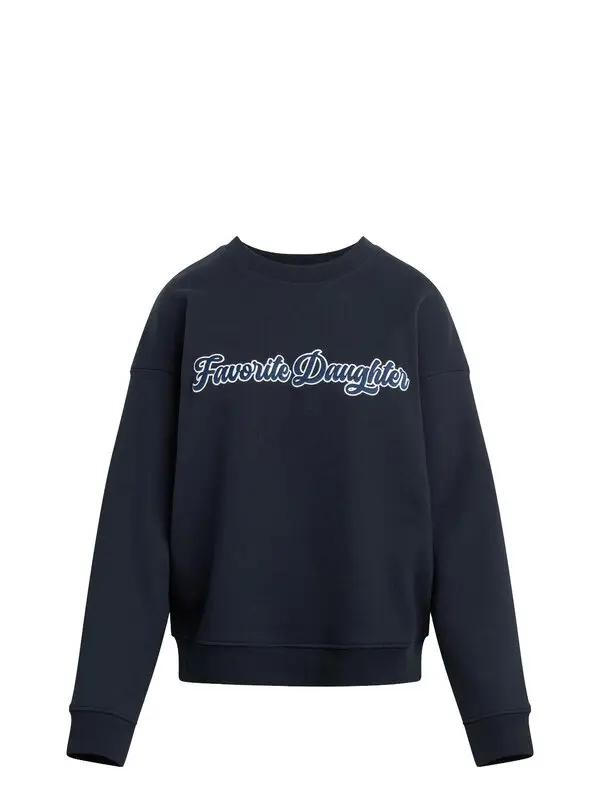 FAVORITE DAUGHTER Varsity Crewneck Sweatshirt - Navy/white