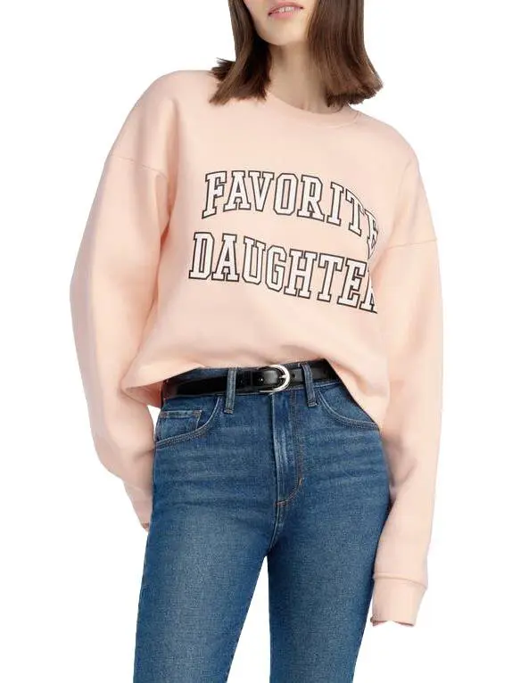 FAVORITE DAUGHTER Collegiate Logo Crop Sweatshirt - Pale Pink/white