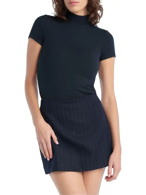 FAVORITE DAUGHTER The Stockholm Mock Neck Rib Top - Navy