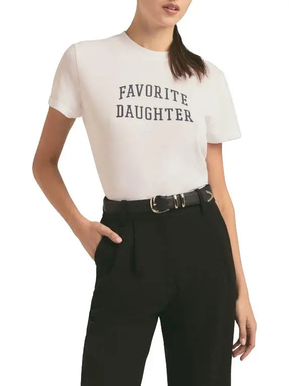 FAVORITE DAUGHTER Collegiate Logo Crop Graphic T-shirt - White
