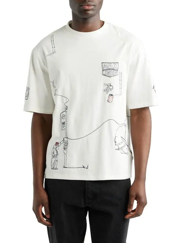 WAX LONDON Milton London Life Scribble Graphic T-shirt - Off White