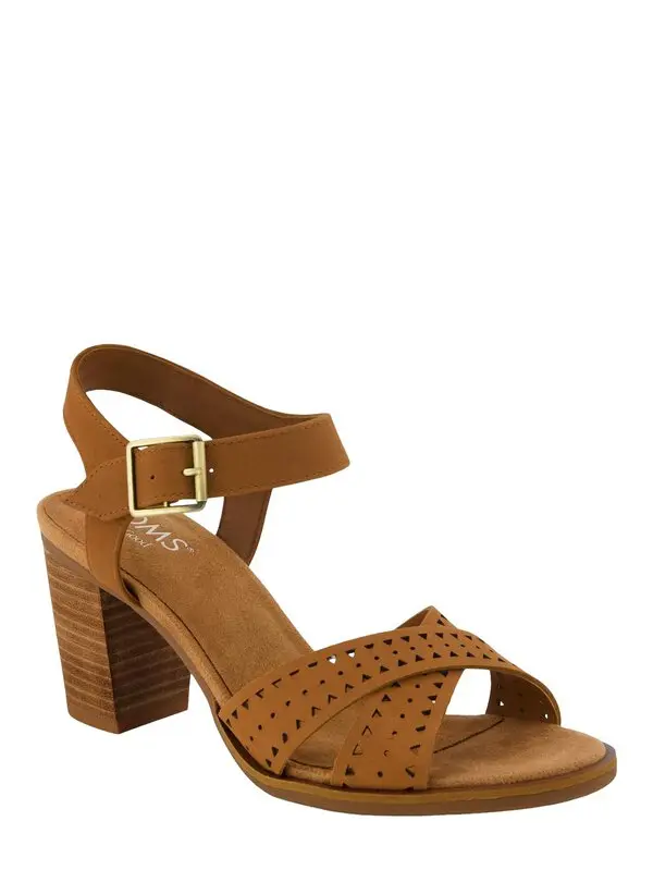 Toms Majorca Ankle Strap Sandals - Medium Brown Cut Out