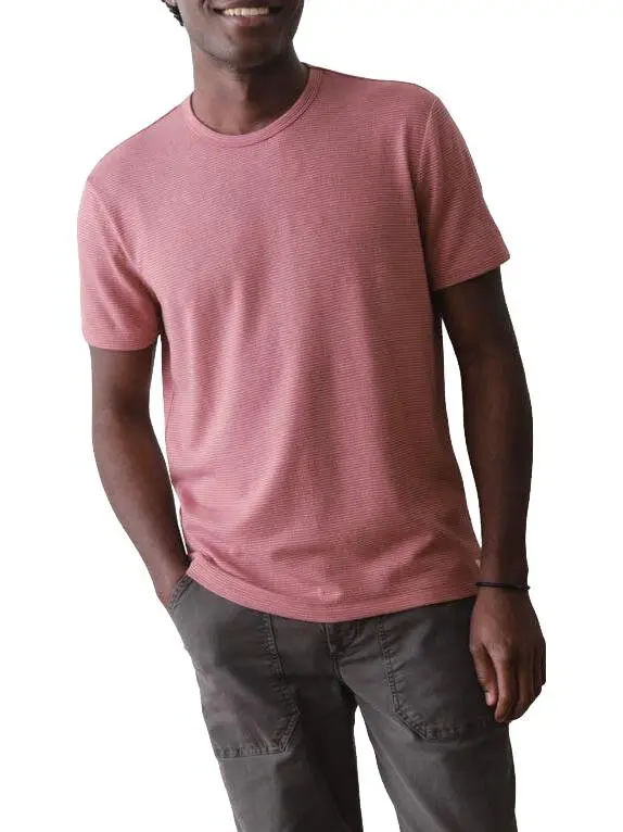 Marine Layer Signature Jacquard Crewneck T-shirt - Withered Rose