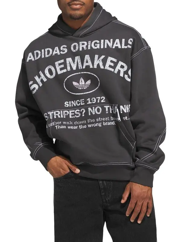 Adidas Shoemaker Loose Fit Graphic Hoodie - Utility Black