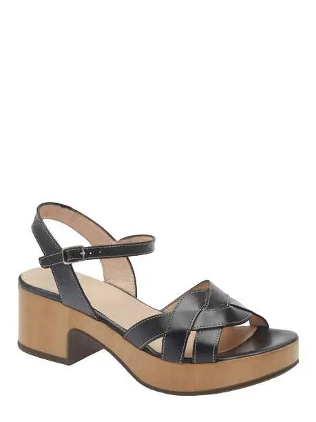 WONDERS Ankle Strap Platform Sandal - Tokat Black