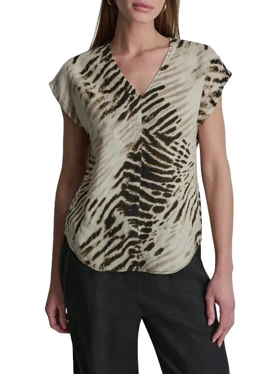 Dkny Tie Dye V-neck Top - Brushed Sandbed